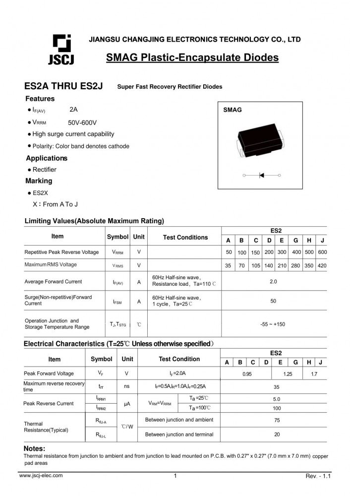 ES2H(SMAG) datasheet page 1