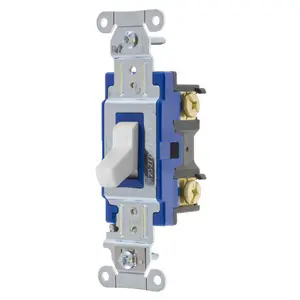 3-Way Toggle Switch, White, Wiring Device, 20A, 120/277V AC