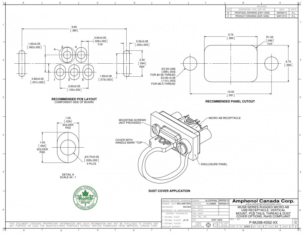 Amphenol MUSB-K552-30 product drawing page 2