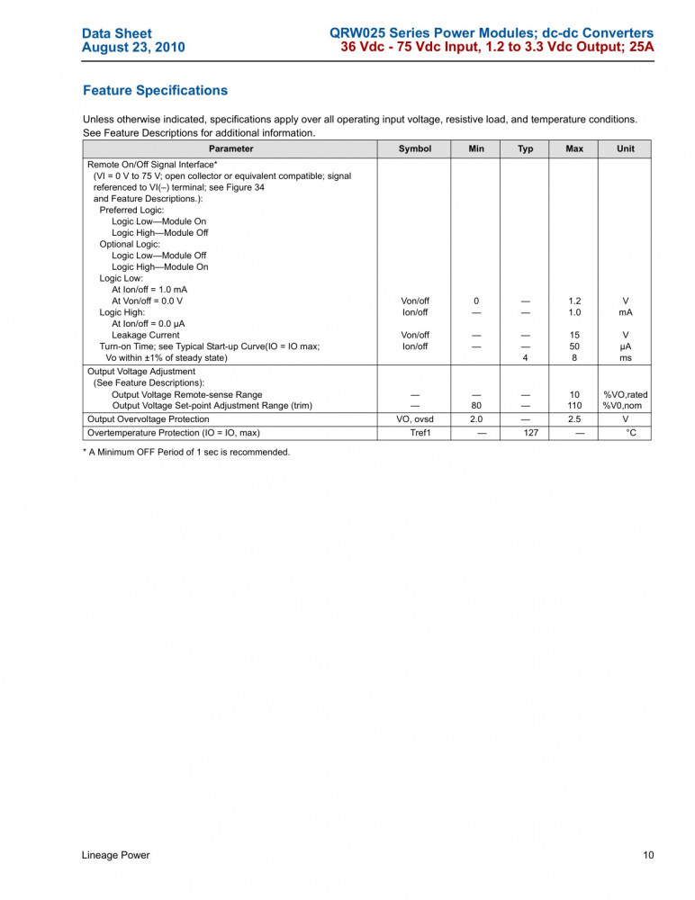 QRW025A0G41 technical document page 10