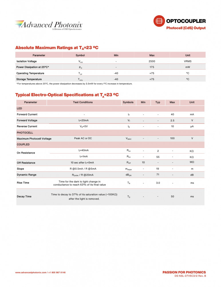 NSL-37V5C3/2 datasheet page 2