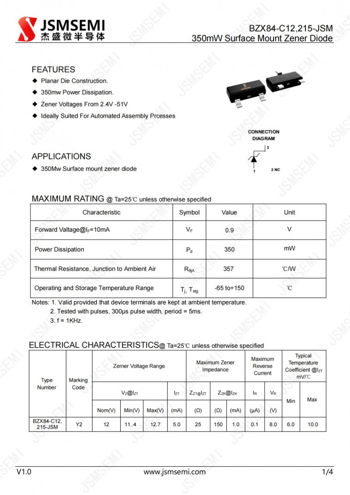 BZX84-C12,215-JSM datasheet page 1