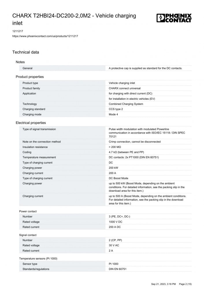 Phoenix Contact 1211217 technical document page 2