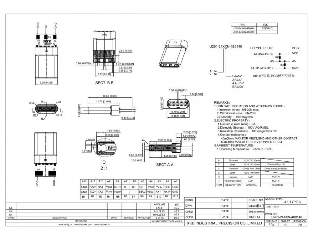 U261-2422N-4B0140 technical drawing page