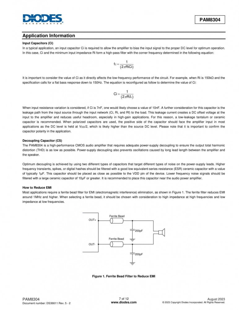 PAM8304AYR datasheet page 7