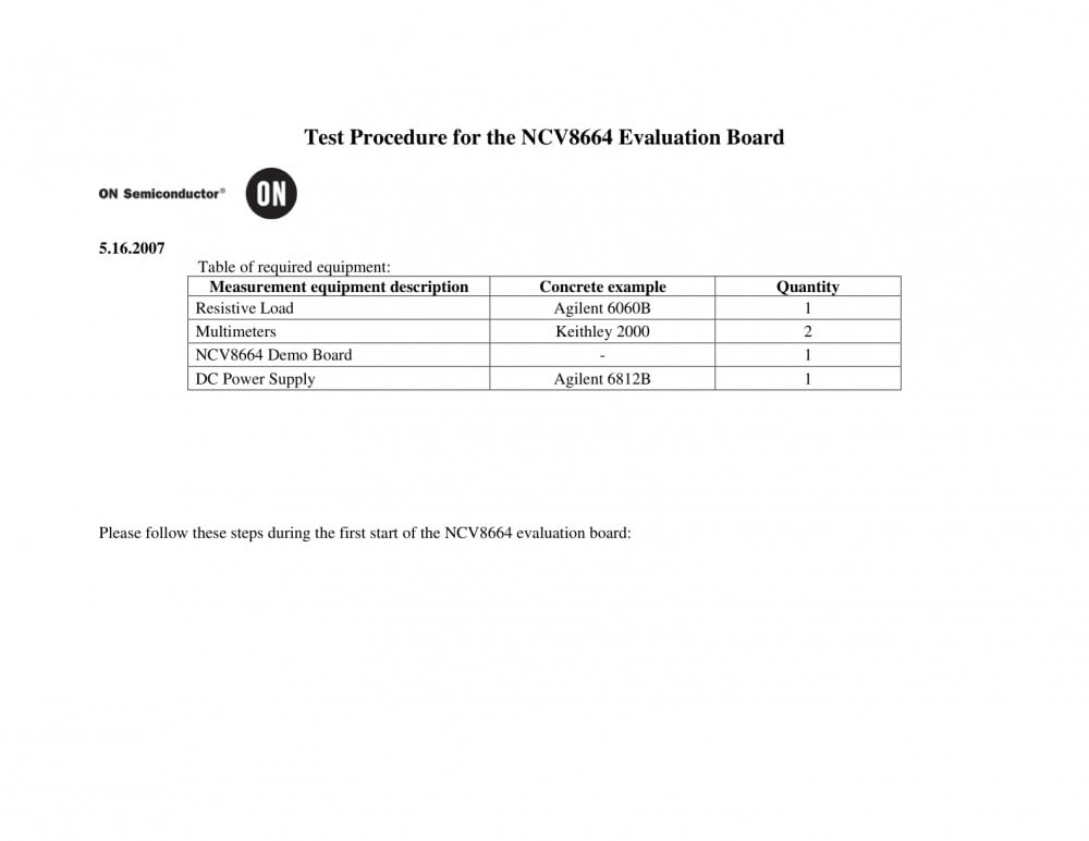 NCV8664 evaluation procedure page 1