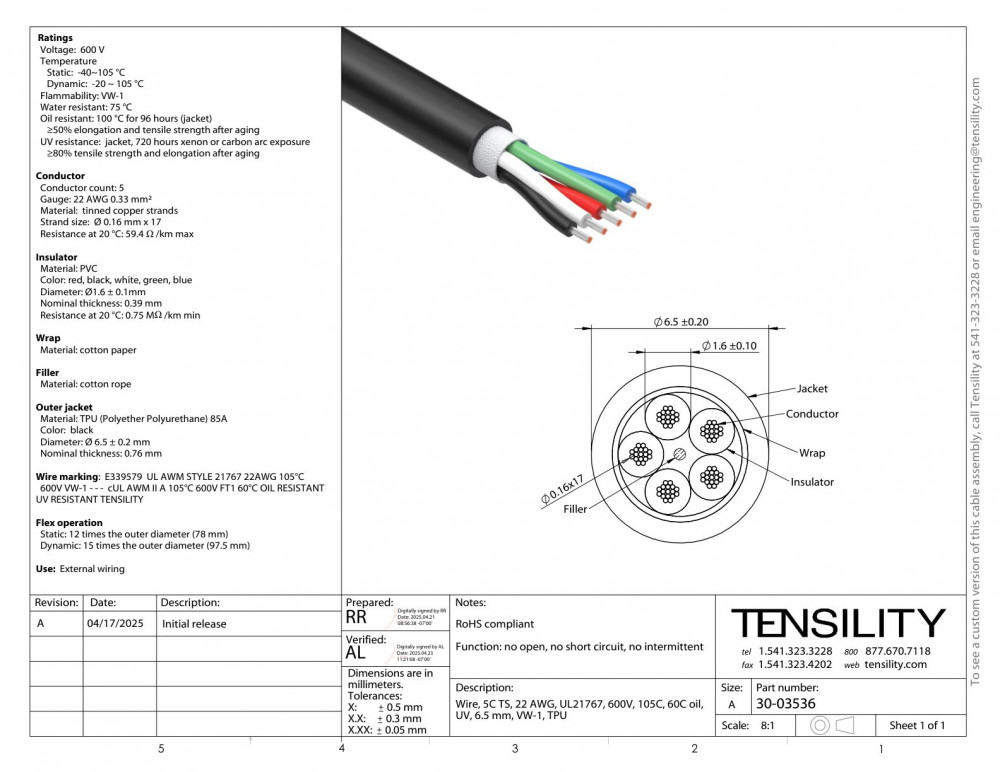 30-03536 cable specification drawing