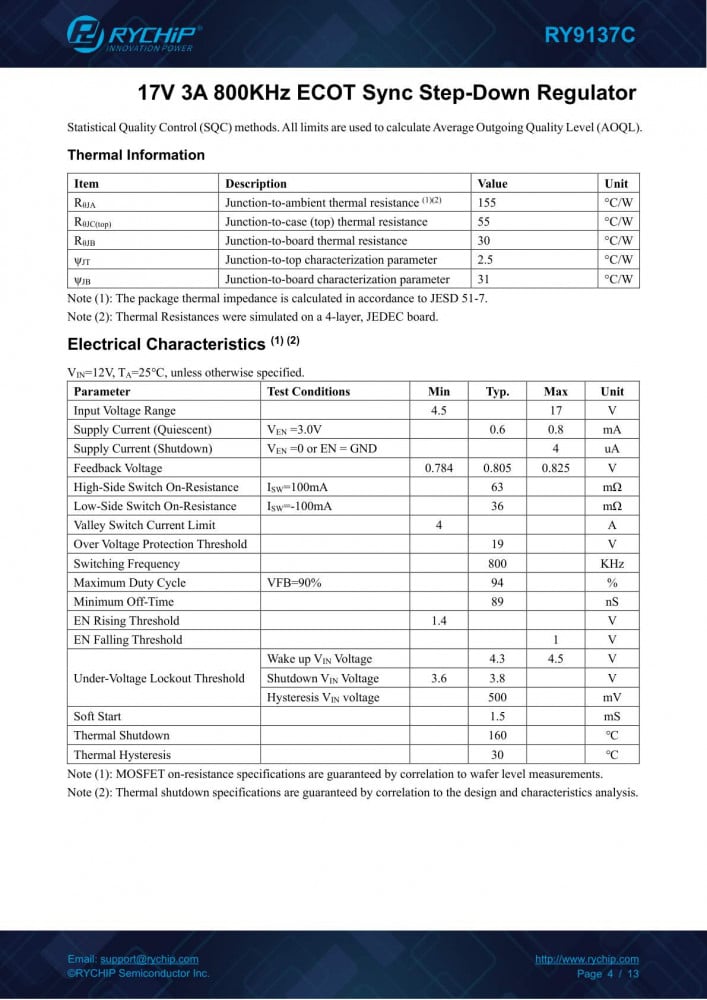 RY9137C datasheet page 4