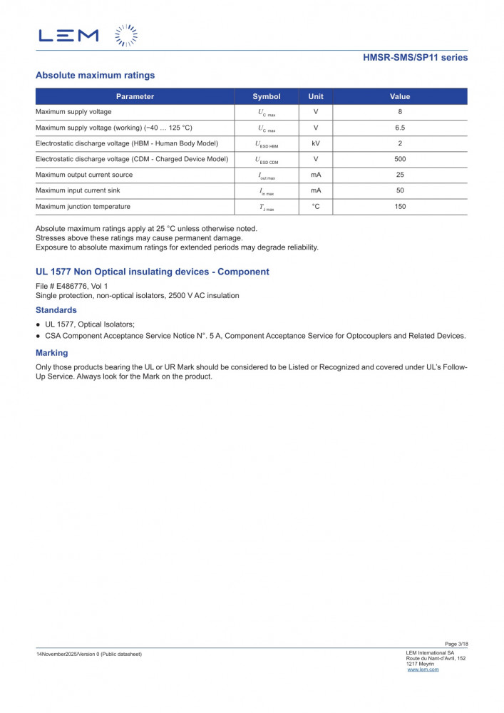 HMSR datasheet page 3