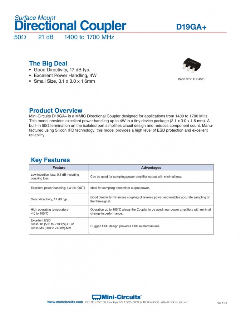 D19GA+ datasheet page 1