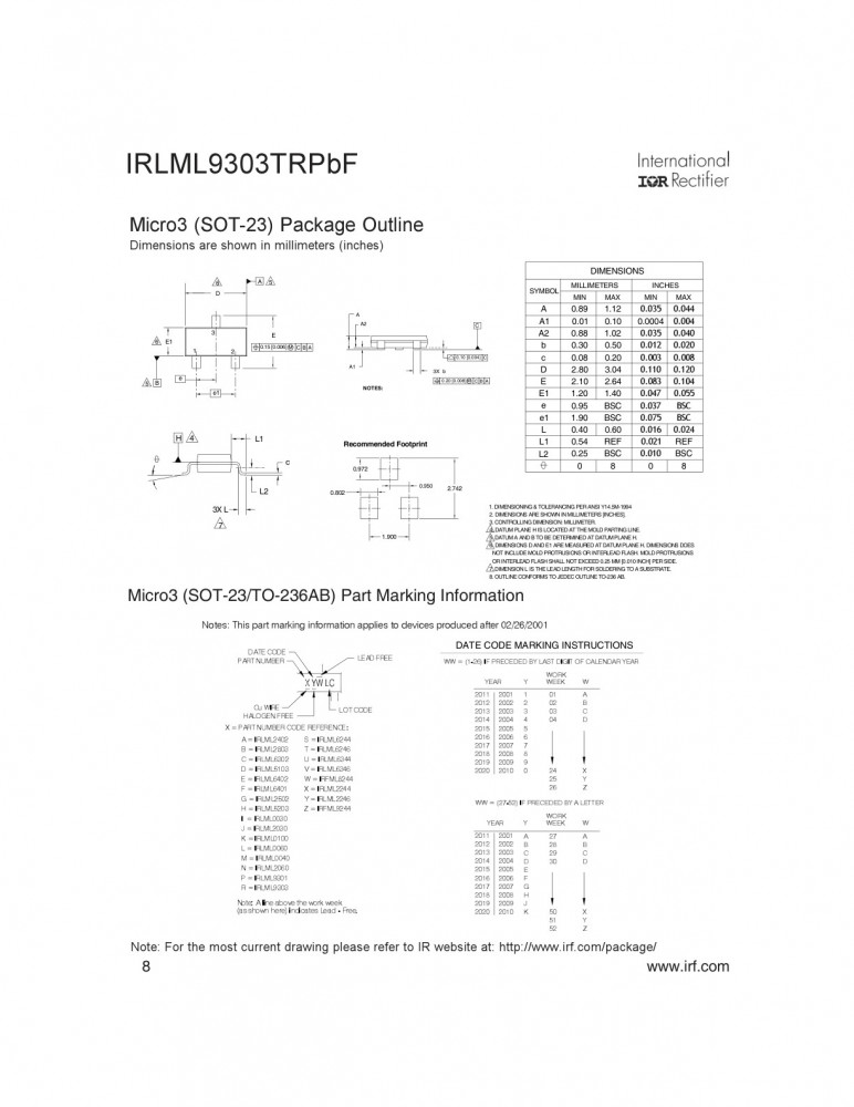 IRLML9303TRPBF datasheet page 8