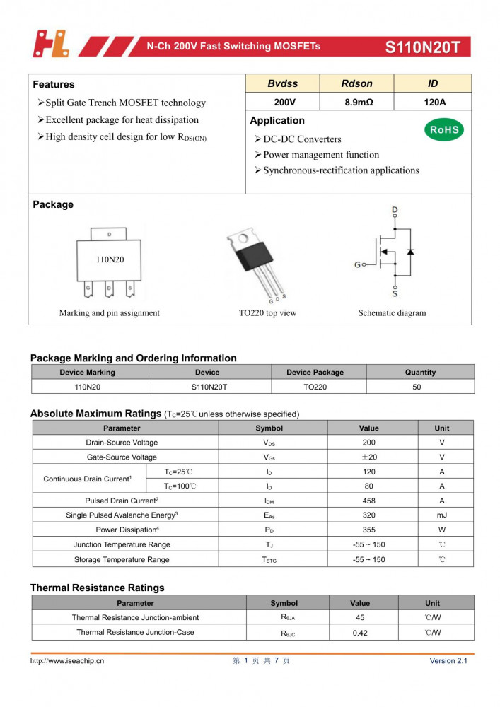 S110N20T datasheet page 1