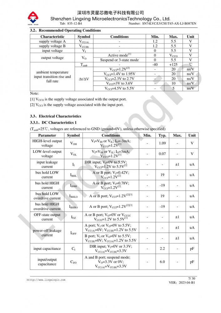 SN74LVC1T45 datasheet page 7