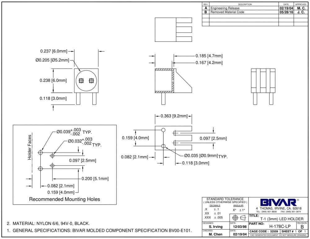 BIVAR H-178C-LP technical document