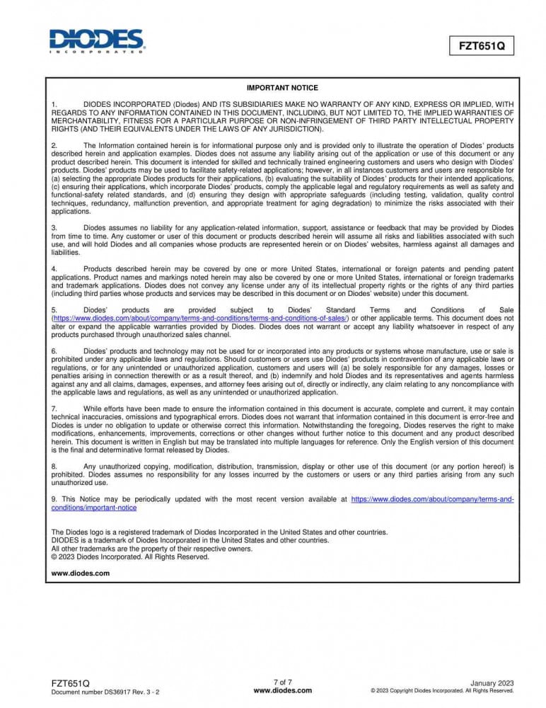 FZT651QTA datasheet page 7