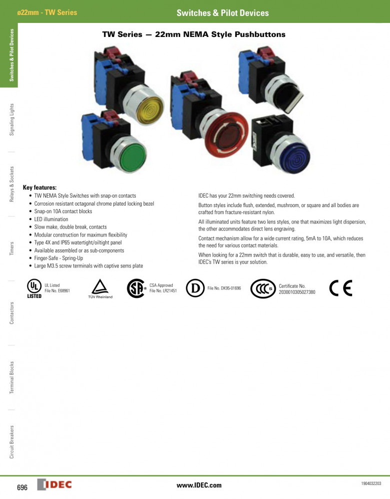 IDEC TW Series datasheet page 1