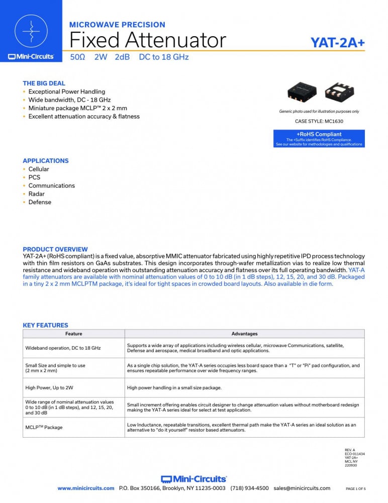 YAT-2A+ datasheet page 1