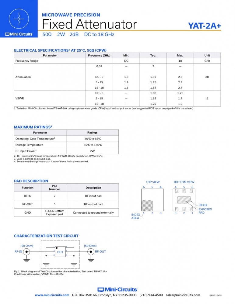 YAT-2A+ datasheet page 2