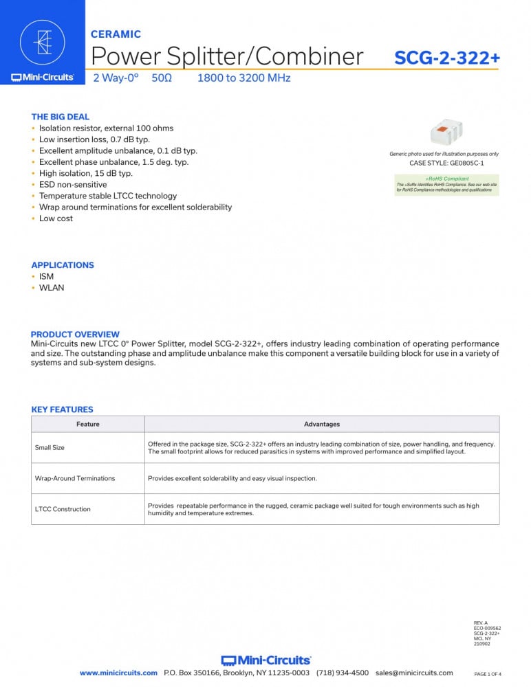 SCG-2-322+ datasheet page 1