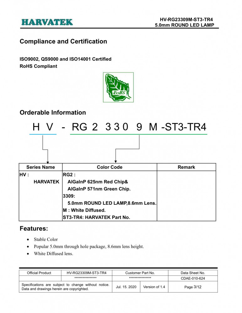 HV-RG23309M-ST3-TR4 datasheet page 3