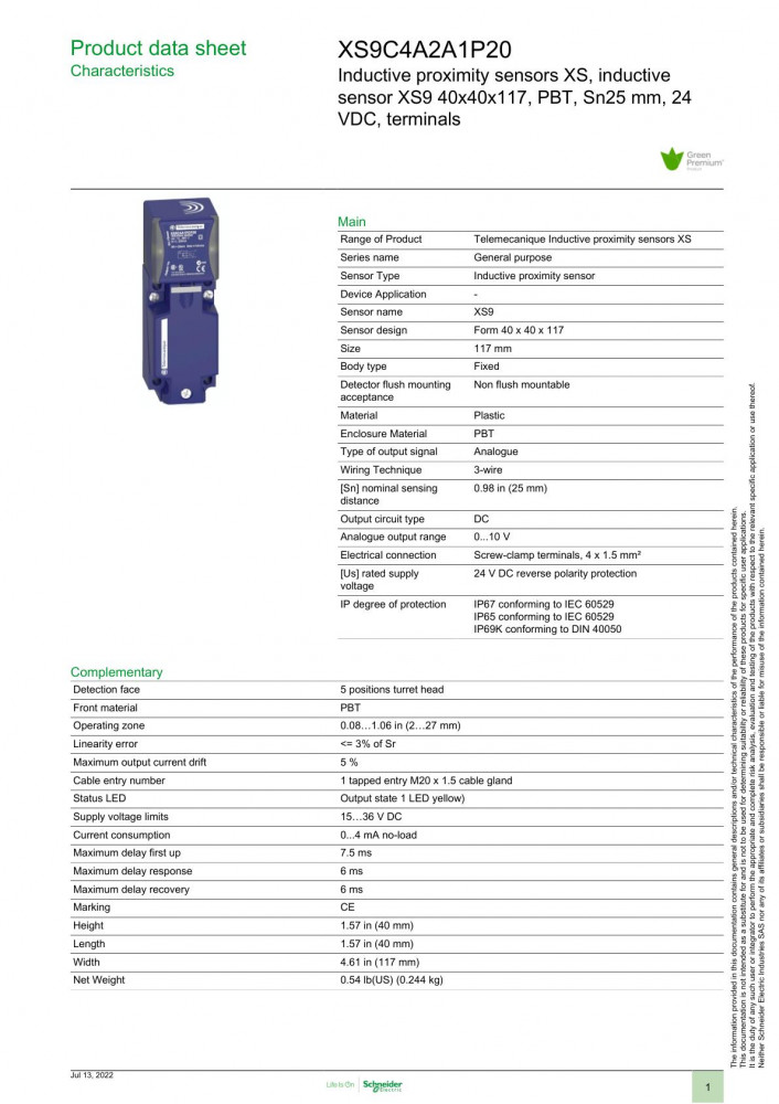 XS9C4A2A1P20 documentation page 1