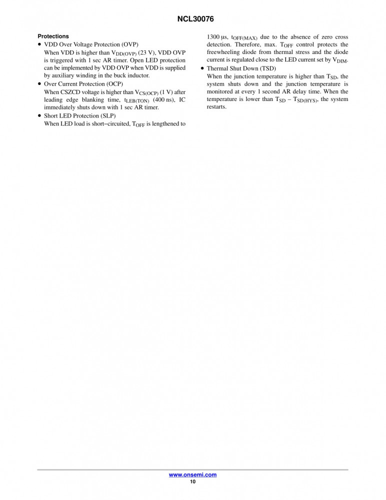 NCL30076 datasheet page 10
