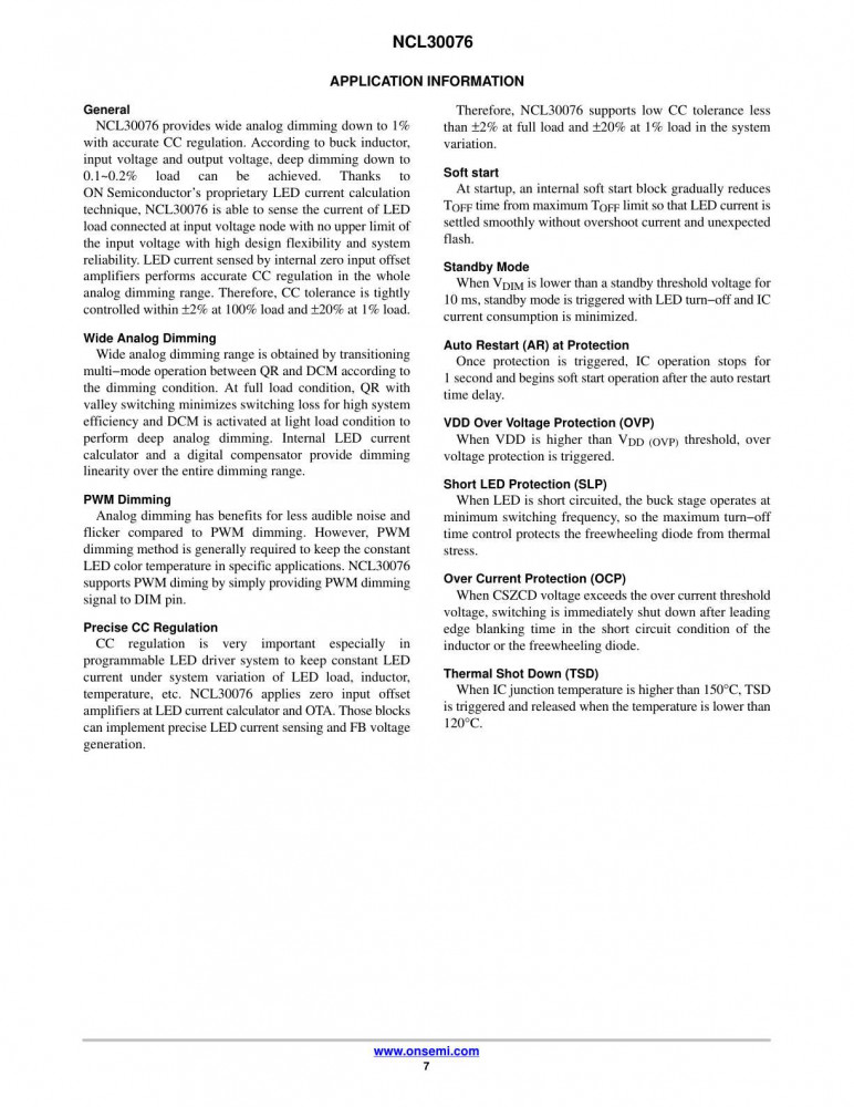 NCL30076 datasheet page 7