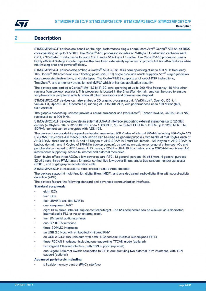 STM32MP25x document preview, page 6
