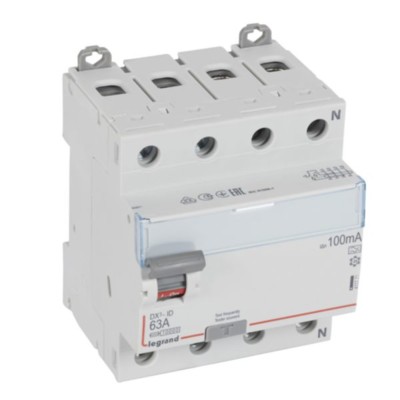 RCD DX³-ID - 4P 400V~ neutral right-hand side - 63A RCCB - 100mA sensitivity - Type A residual current detection for sale