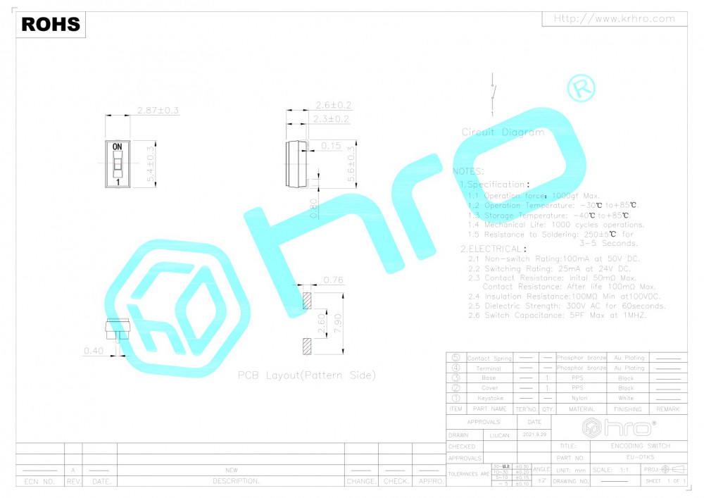 EU-01KS technical drawing page 1