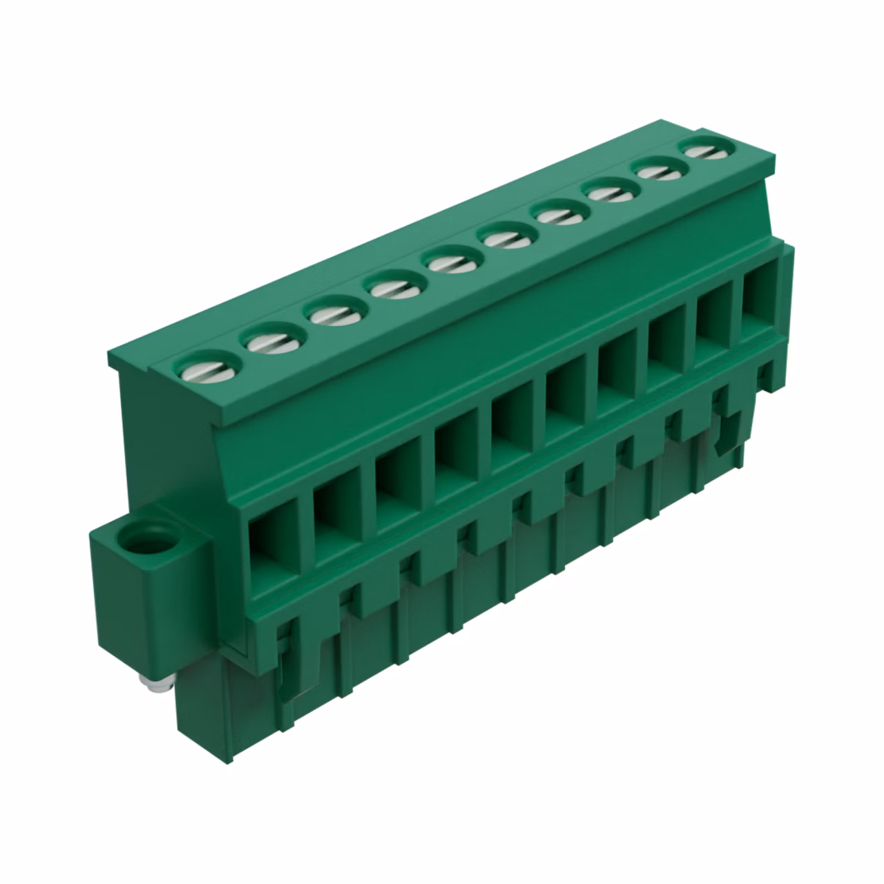 5.00mm Pitch Eurostyle Vertical Plug, with Retention Screws, Front Wire Entry, Green Housing, 10 Circuits for sale