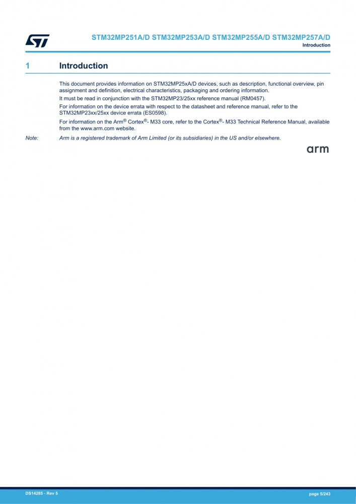 STM32MP25x datasheet preview, page 5