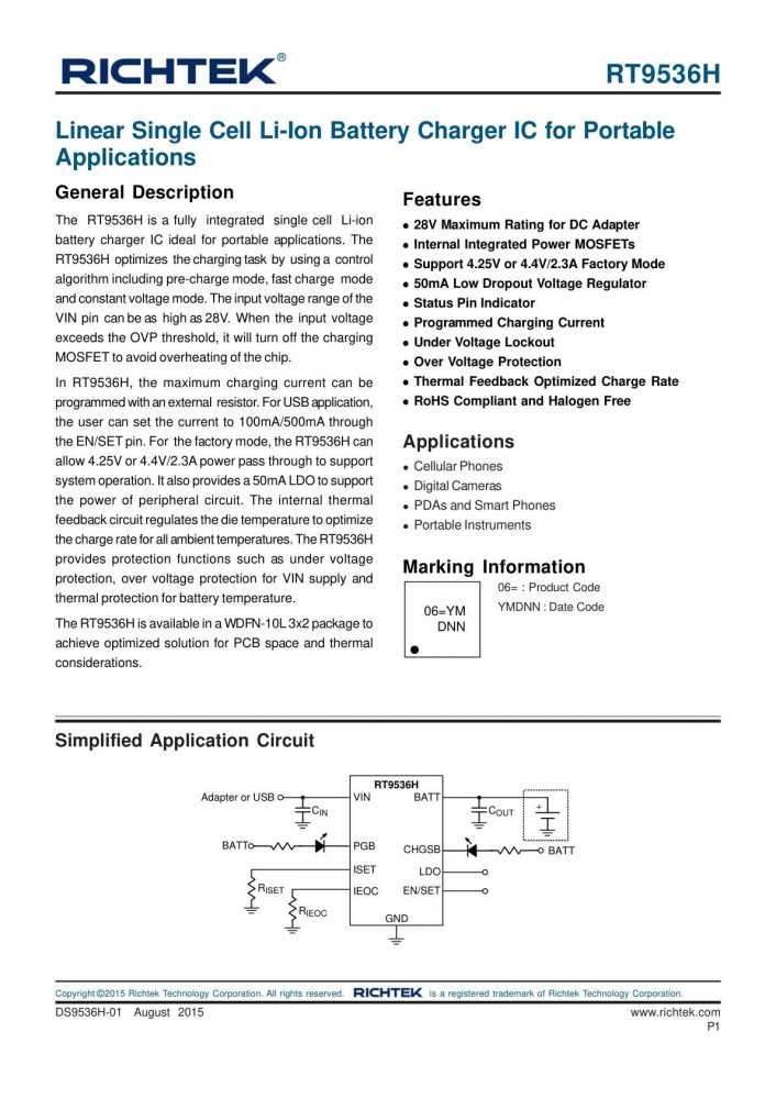 RT9536H datasheet page 1
