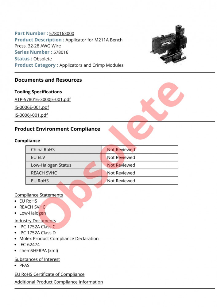Technical document image 1 for the 5780163000 applicator