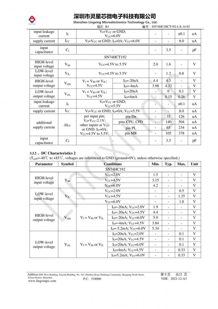 SN74HC192 datasheet page 9