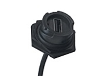 Sealed Industrial USB 2.0 Type A Receptacle-to-Pigtail, Silicone Gasket,  28 AWG, 0.152m Length