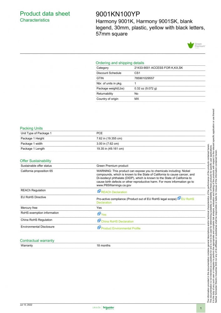 9001KN100YP technical document preview