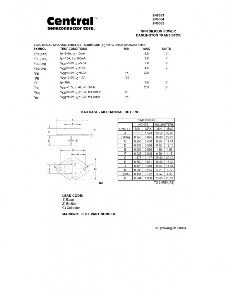 2N6384 datasheet page 2