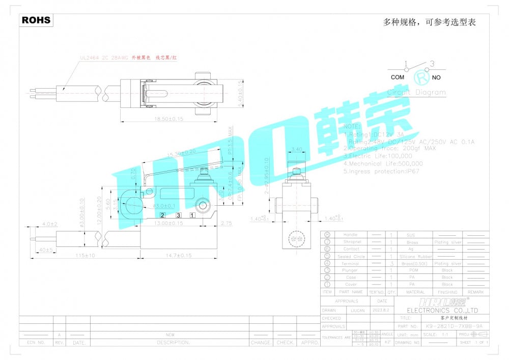 K9-2821D-7XBB-9A technical document page