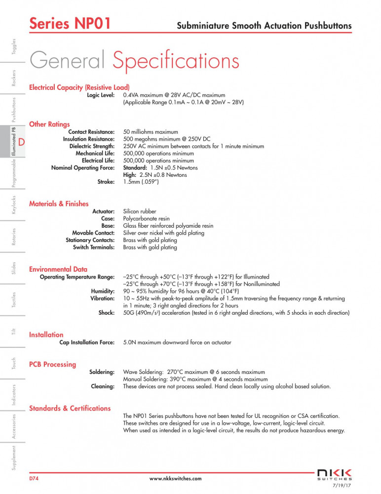NP01 series technical document page 1
