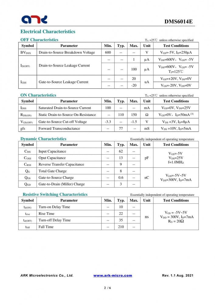 DMS6014E datasheet page 2