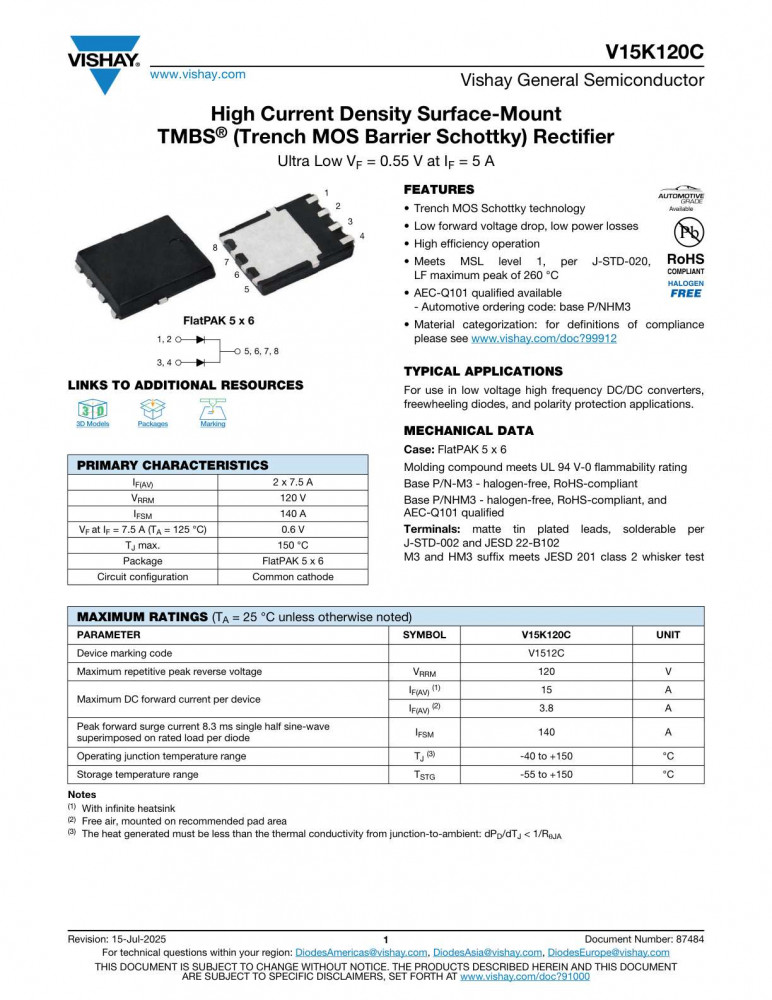 V15K120C datasheet page 1
