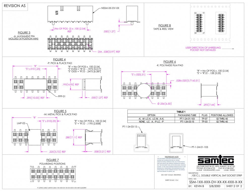Samtec SSM-111-L-SV technical drawing page 2
