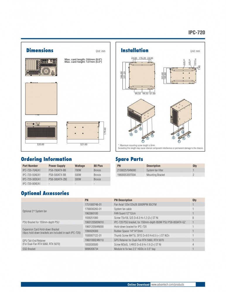ADVANTECH IPC-720 product documentation page 2