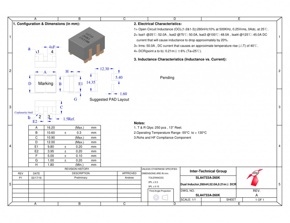 SLA4733 technical drawing preview