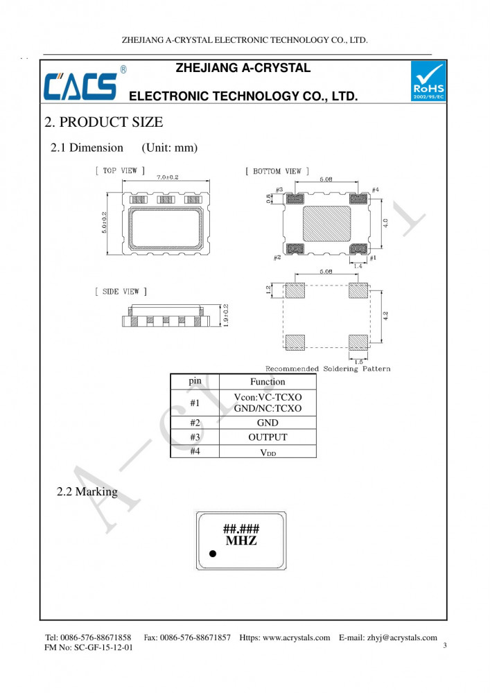 PTC7050 technical document page 3