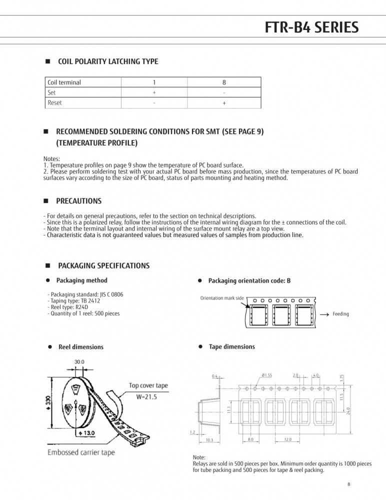 FTR-B4 datasheet page 8