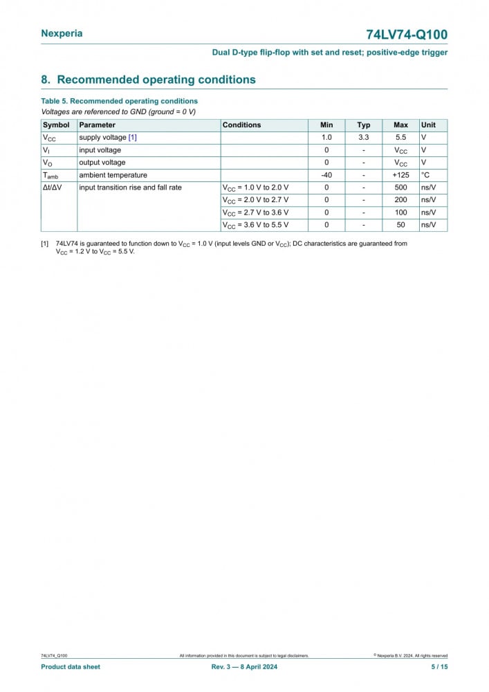 74LV74-Q100 datasheet page 5