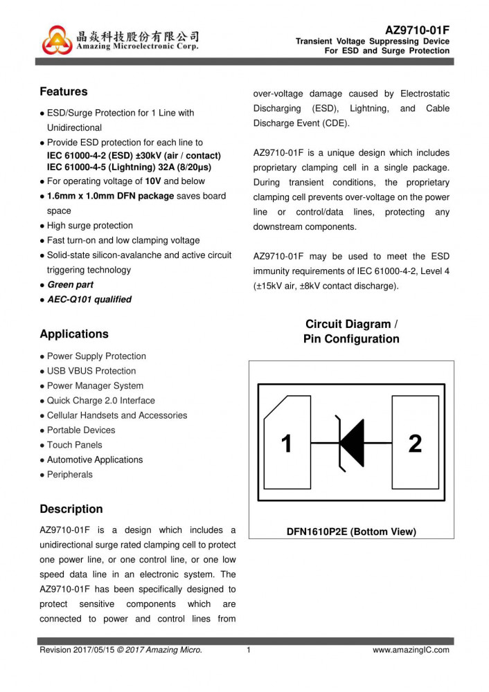AZ9710-01F technical document, page 1