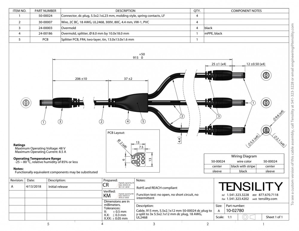 Technical drawing preview for Tensility International model 10-02780